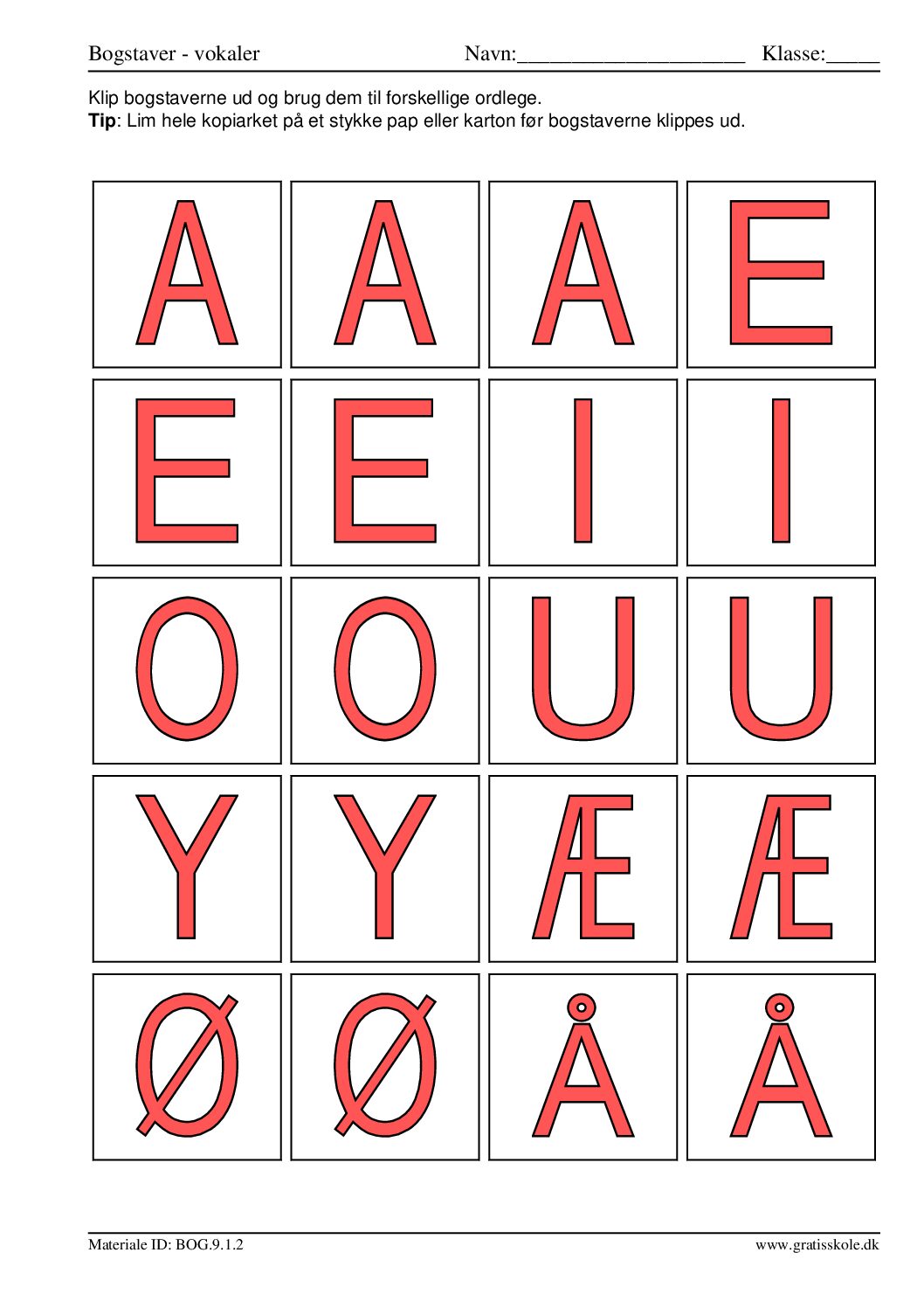 Dansk: Vendespil med vokaler og konsonanter - Gratis ark til download ...