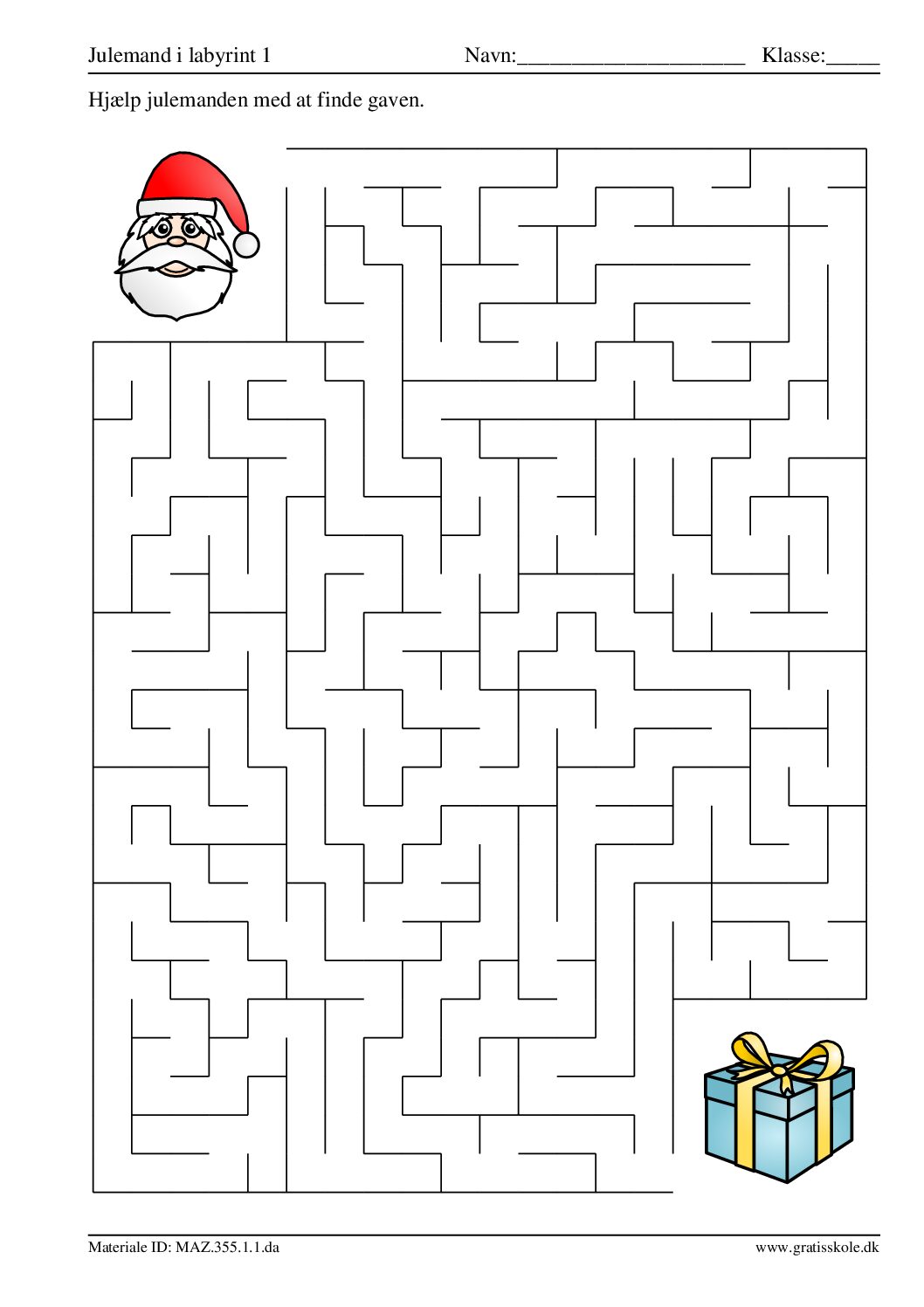 Labyrinter: Julemand (Nemme) - Gratis ark til print